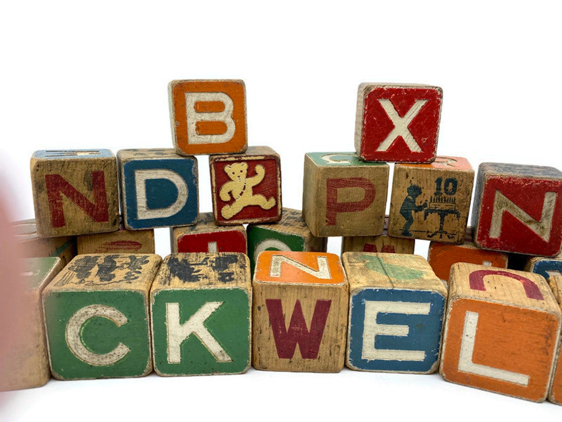 Vintage Wooden Toy Blocks | Etsy