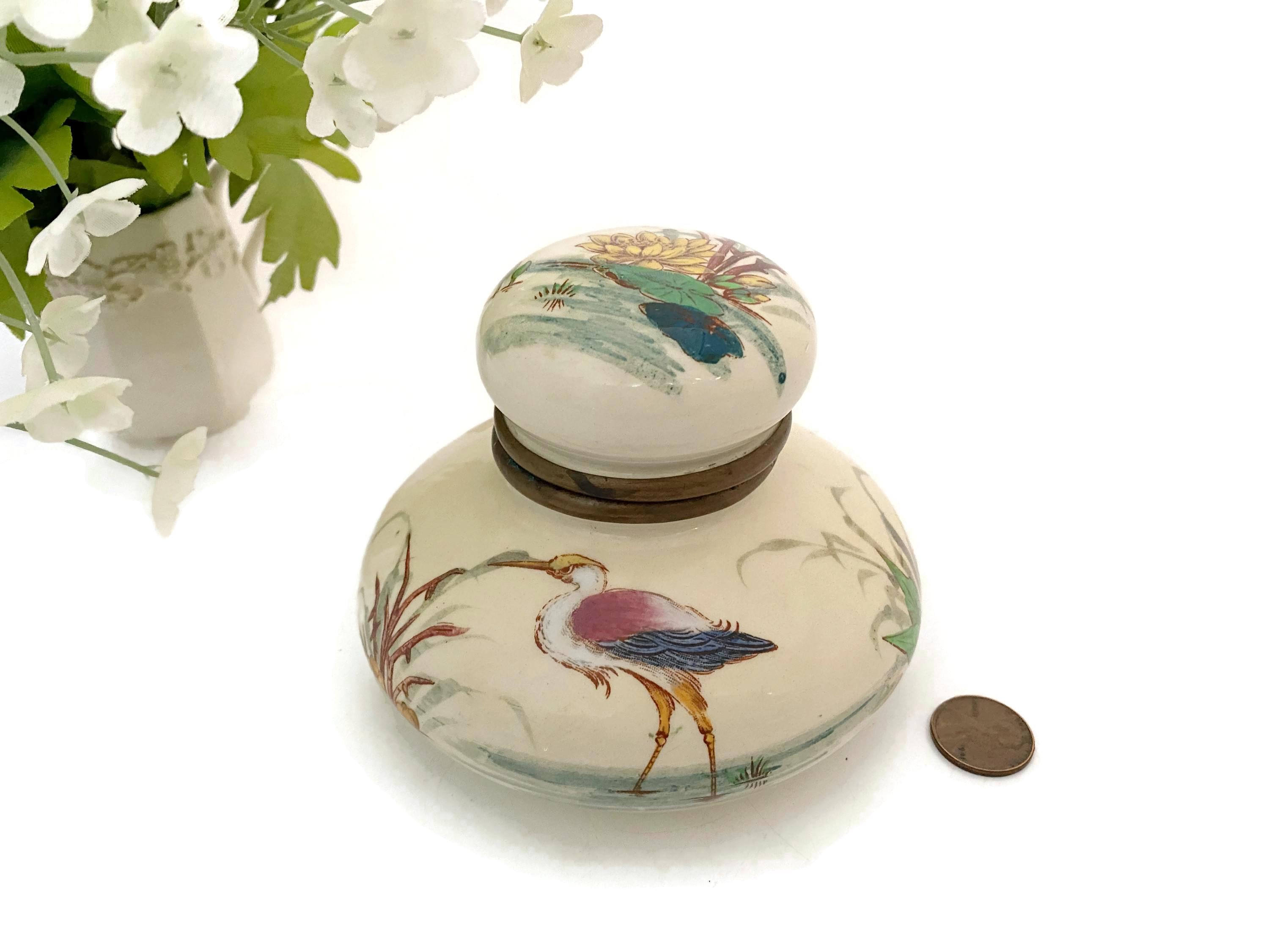 Antique French Ceramic Inkwell With a Pond Scene by George Dreyfus ...
