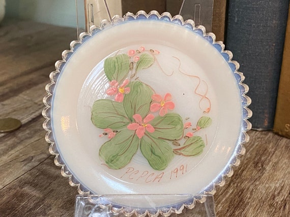 Vintage Pairpoint Glass Cup Plate Hand Painted PCPCA - Etsy