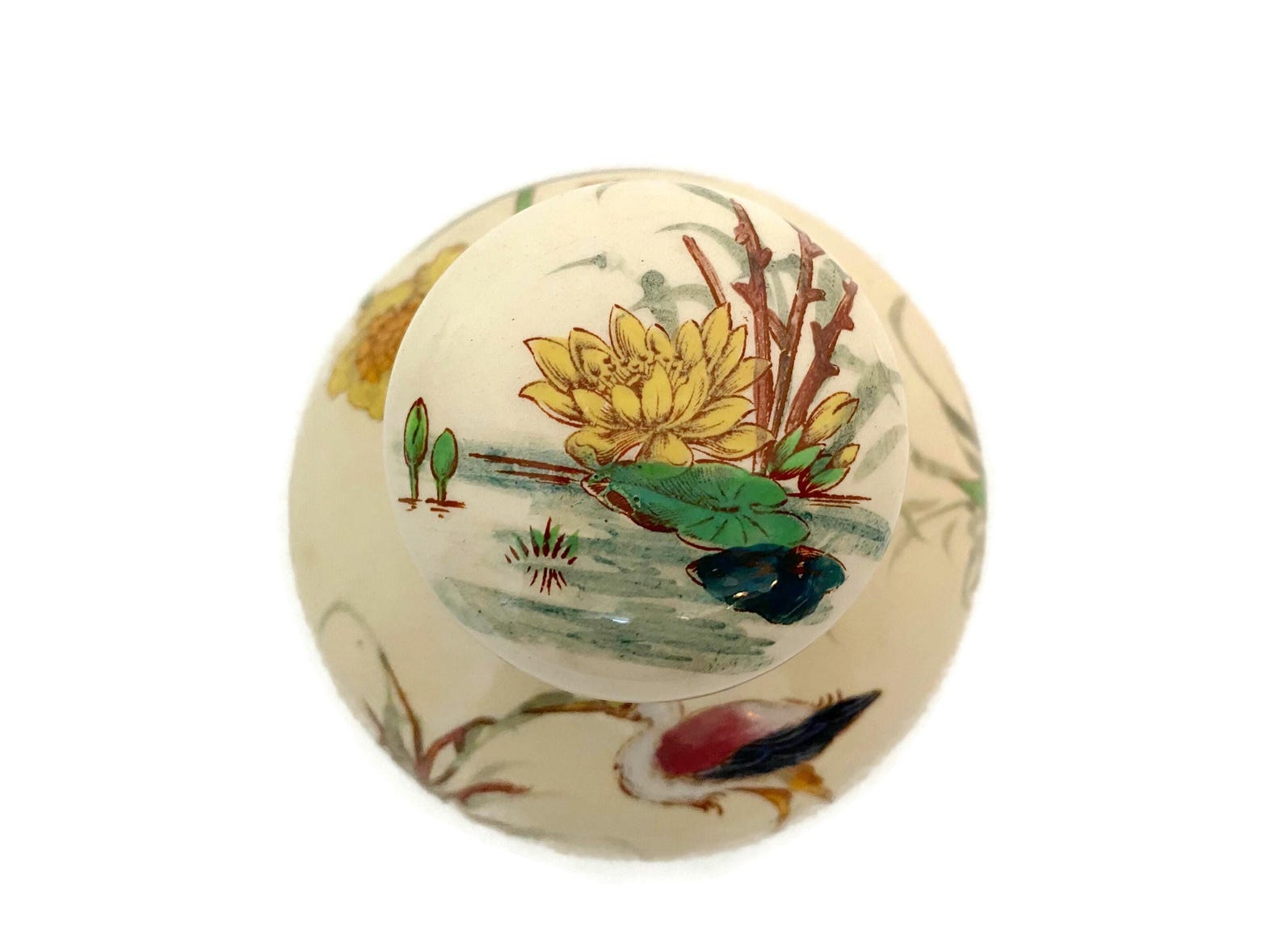 Antique French Ceramic Inkwell With a Pond Scene by George Dreyfus ...