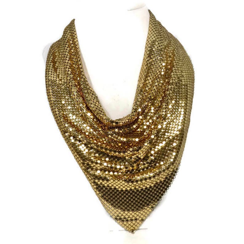 Vintage Whiting & Davis Gold Metal Mesh Scarf Necklace - Etsy