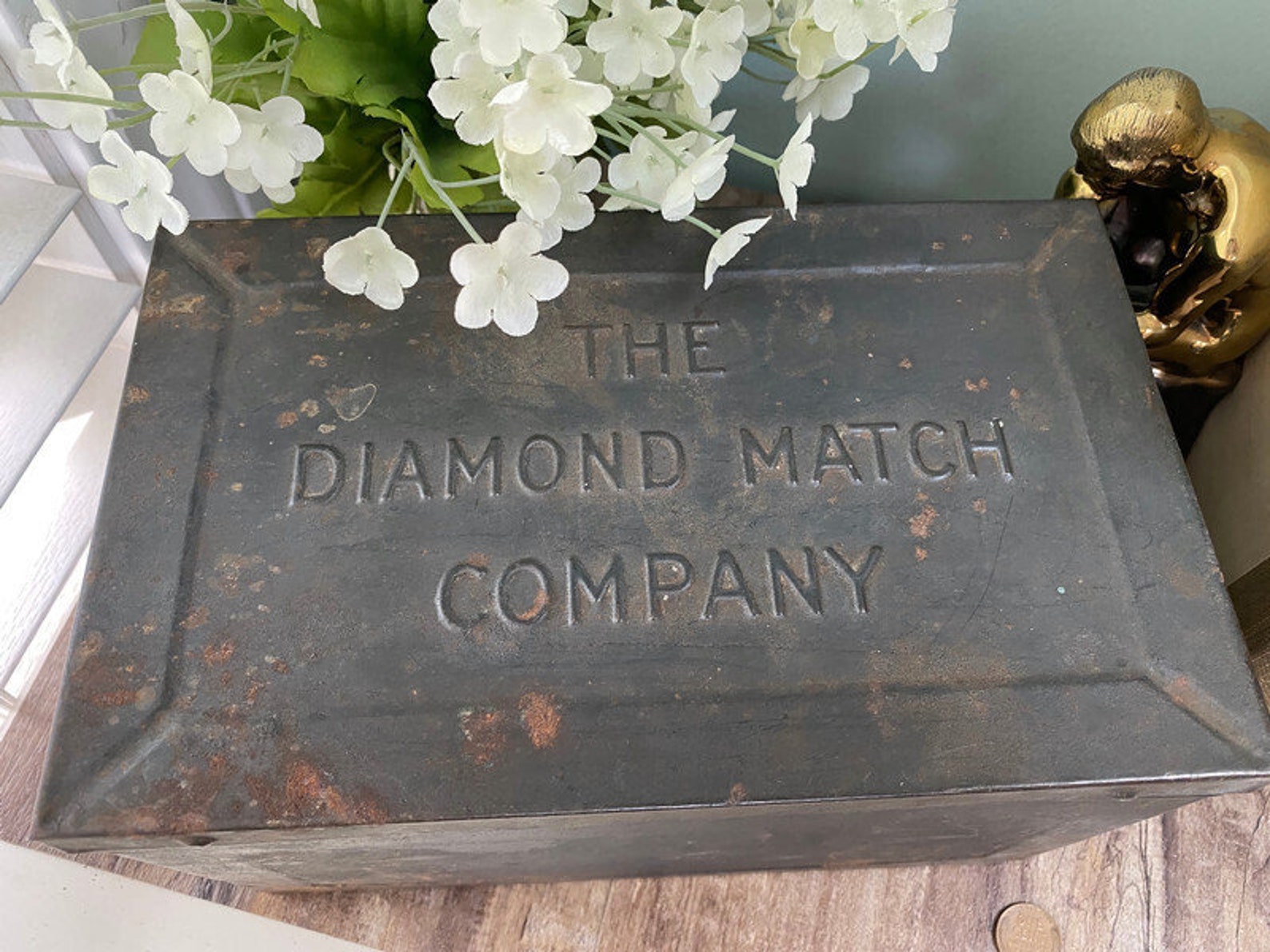 Antique Diamond Match Company Tin Metal Hinged Box - Etsy