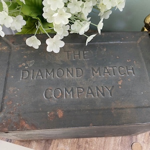 Antique Diamond Match Company Tin Metal Hinged Box - Etsy