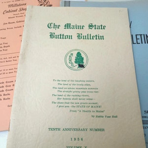 Vintage National Button Society Bulletins, 1940s and 1950s, Maine State ...