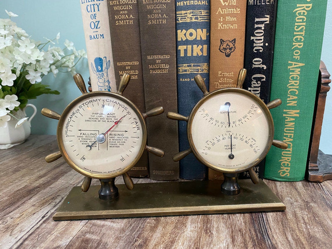 Vintage Barometer Thermometer Nautical Table Decor - Etsy
