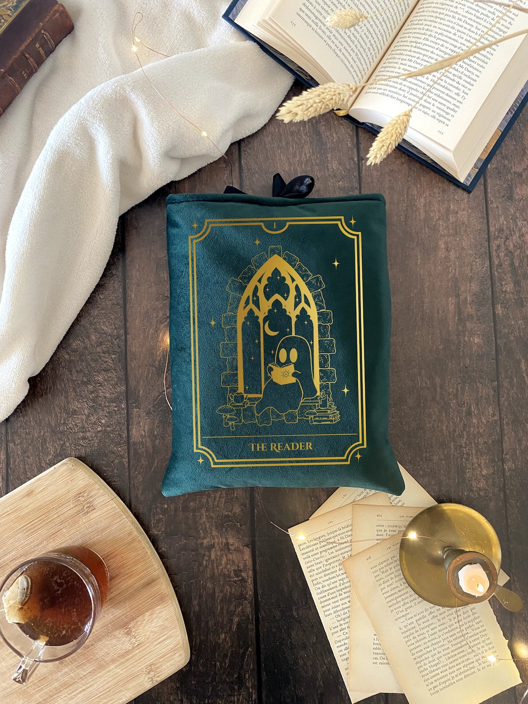 THE READER Green Gold Book Pouch - Etsy