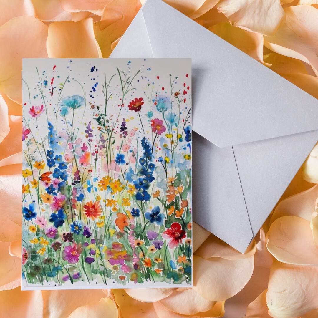 Wildflower Design Greetings Cards Pack of 10 With Envelopes - Etsy