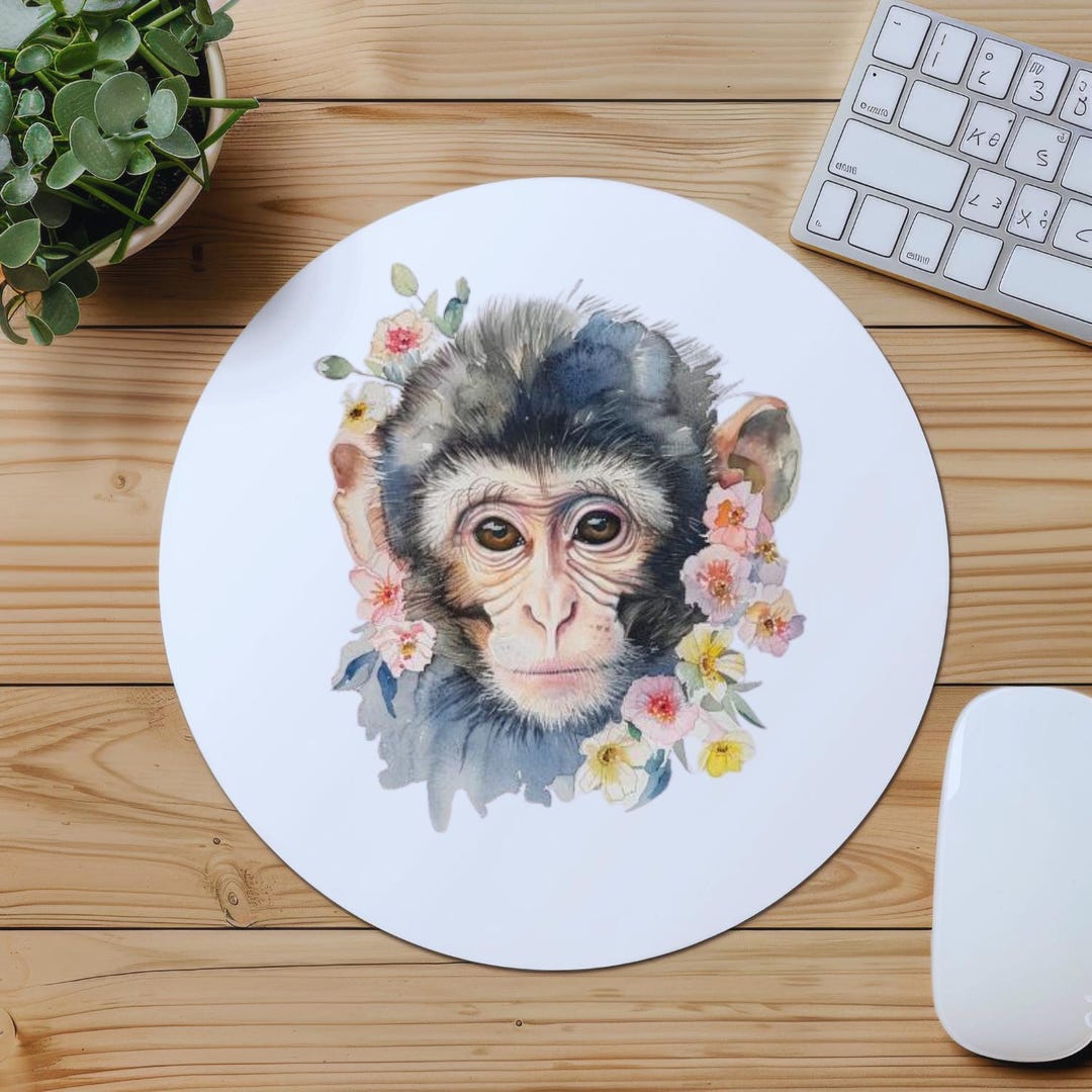 Monkey Mouse Pad, Monkey Design Mouse Mat. Desk Accessories. Computer ...