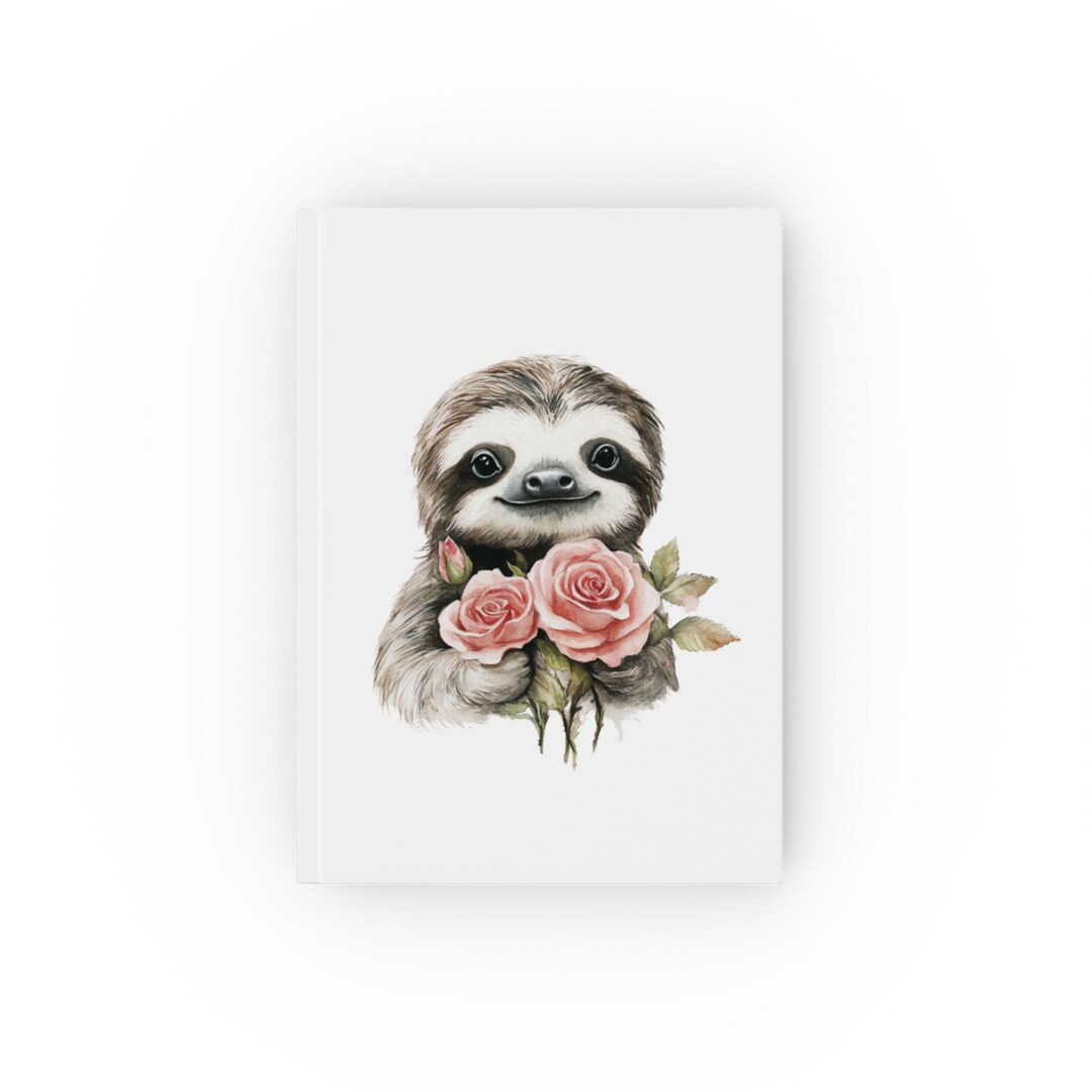 Charming Sloth Journal, Cute Sloth Writing Notebook, Floral Journal for ...