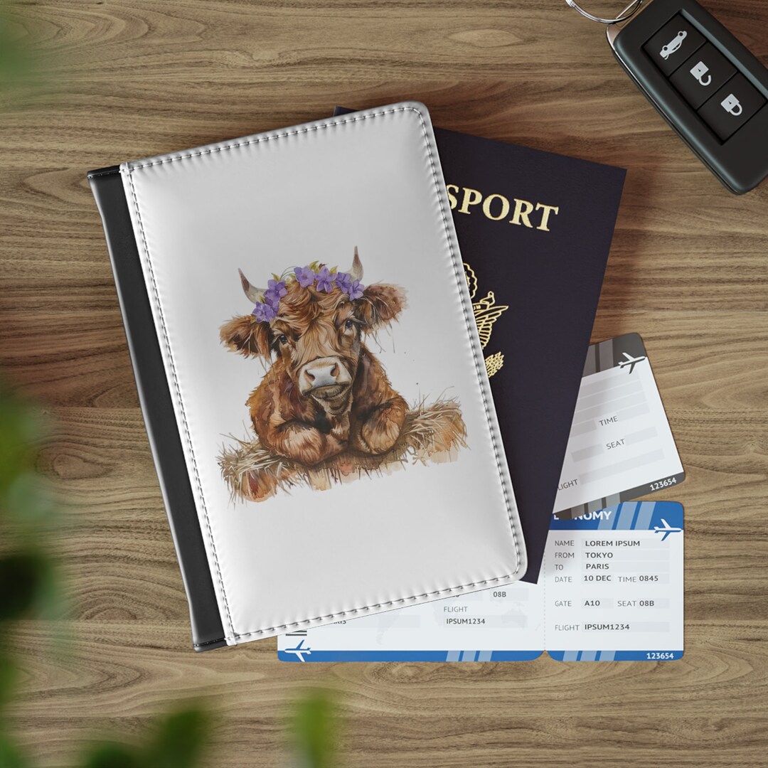 Passport Cover With Highland Cow Design. Passport Case, Faux Leather - Etsy