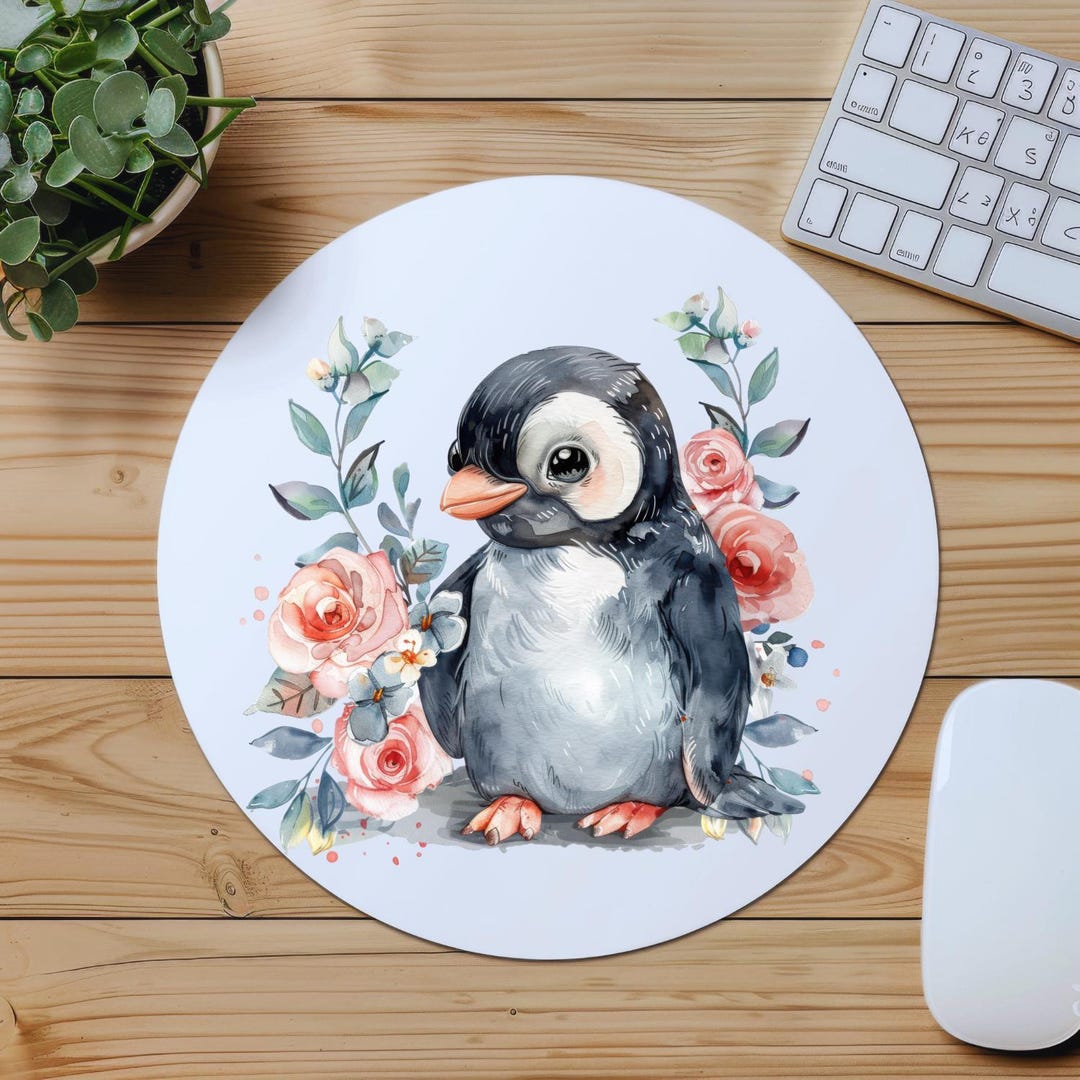 Penguin Mouse Pad, Penguin Design Mouse Mat. Desk Accessories. Computer ...