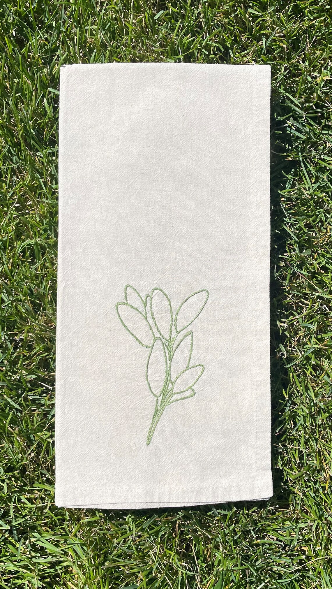 Embroidered Sage Tea Towel, Herb Kitchen Towel - Etsy