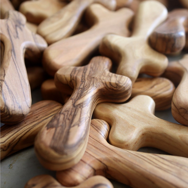 Prayer Crosses From the Holy Land — Olive Wood Holding Crosses - Etsy