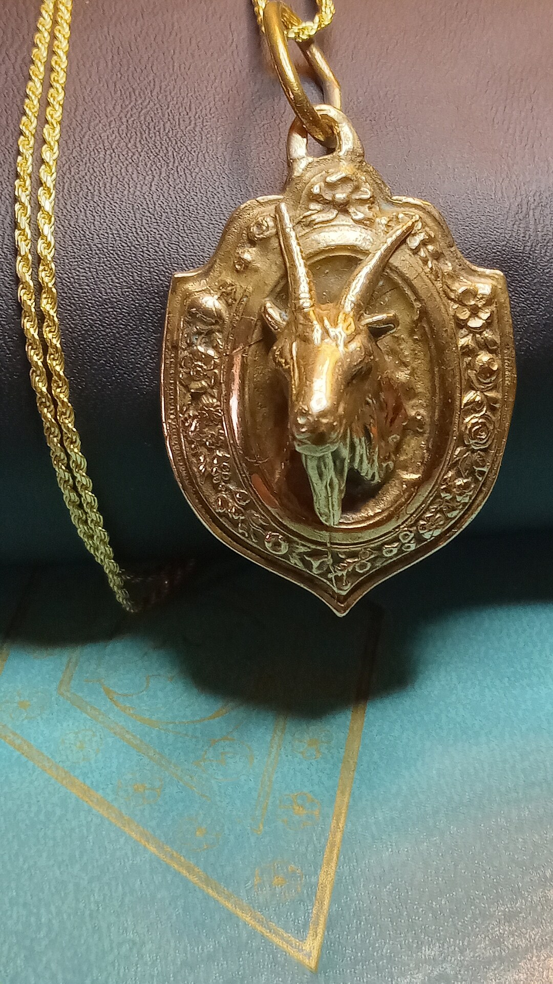 Victorian Gothic Amulet Long-horned Goat Pendant From the 1900's ...