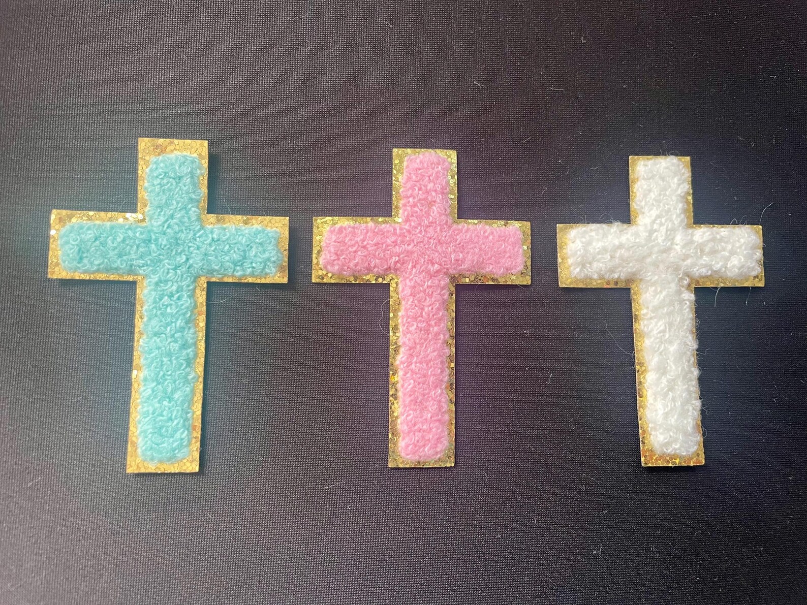 3" Chenille Cross Patch Iron-on Blue/pink/white - Etsy