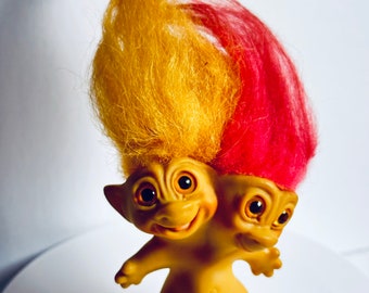 Vintage Ace Novelty Treasure Troll Doll Red Hair Red Star - Etsy