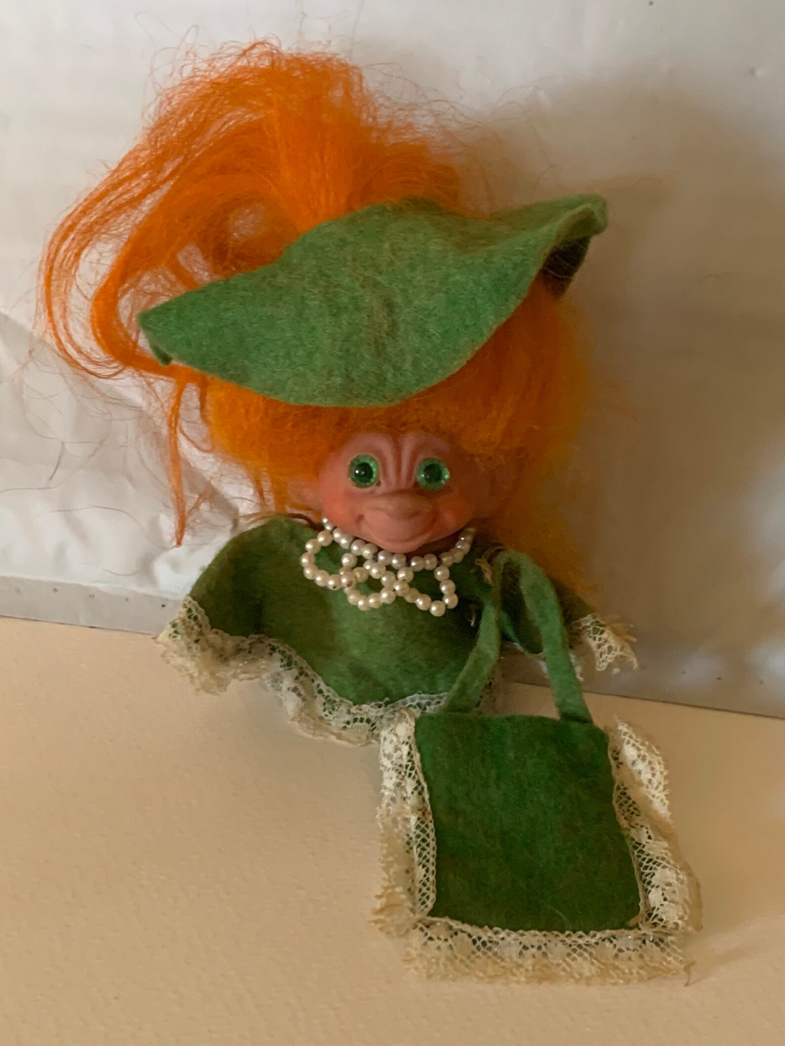 Vintage Troll Doll 1970 Home Made Outfit Orange Mohair And Etsy