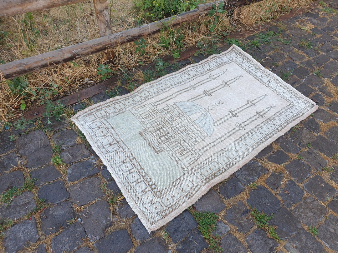 Small Prayer Rug 2x4, Oushak Bedroom Rug, Turkish Area Rug, Wool ...