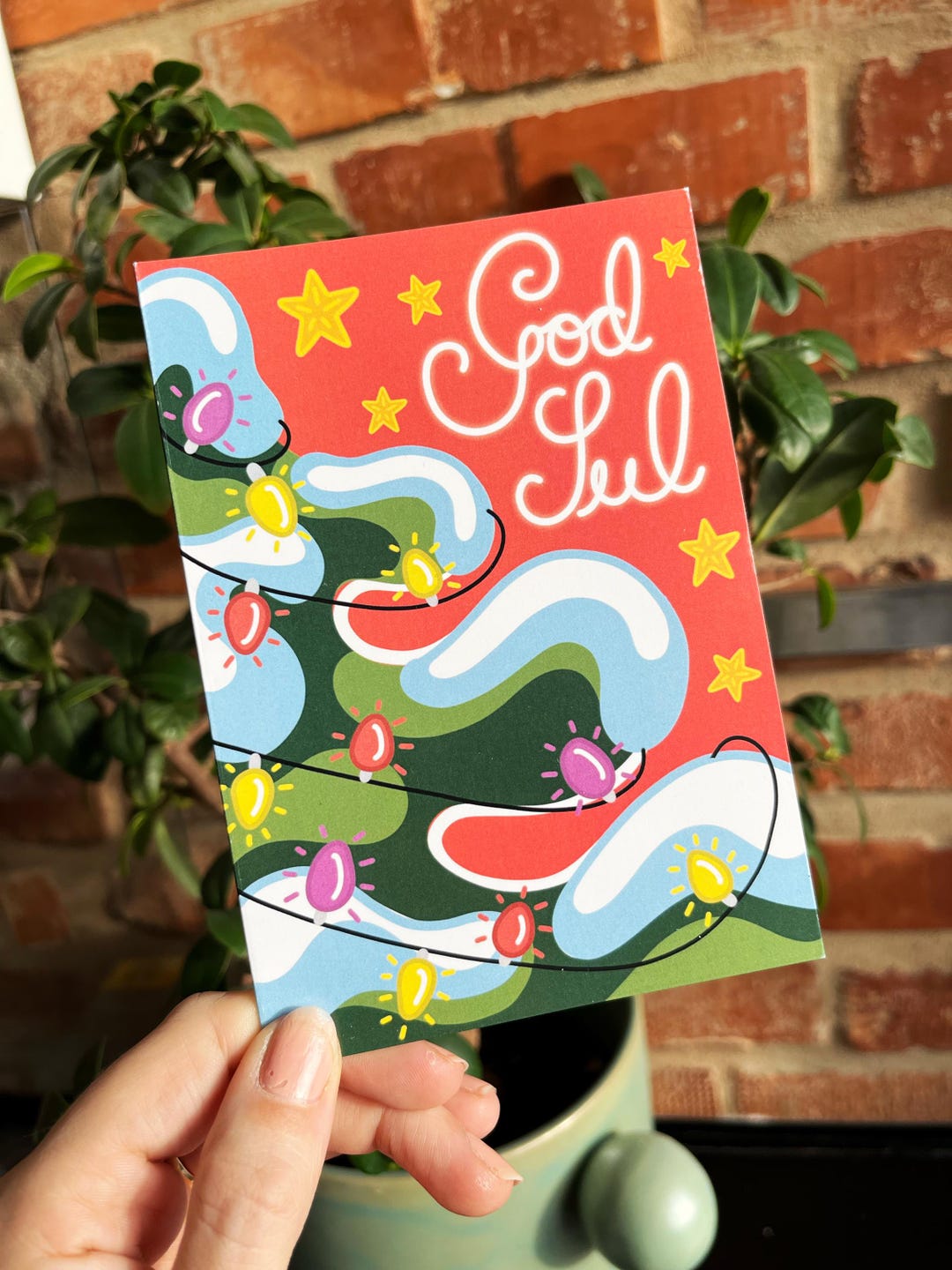 God Jul Scandinavian Christmas Card Juletre Christmas Tree - Etsy