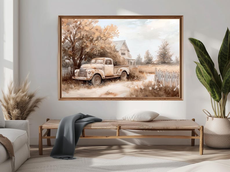Printable Vintage Farm Truck Wall Art | Rustic Nostalgic Charm | Rural ...