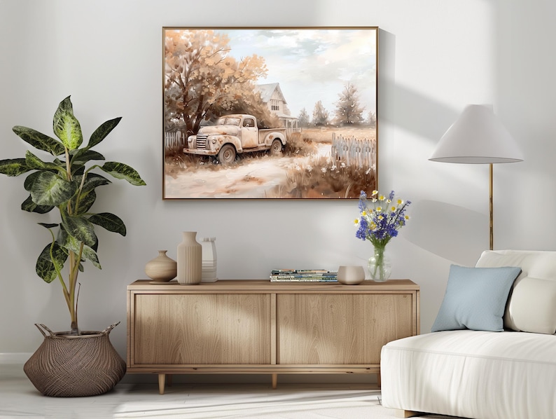 Printable Vintage Farm Truck Wall Art | Rustic Nostalgic Charm | Rural ...