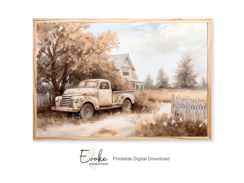 Printable Vintage Farm Truck Wall Art | Rustic Nostalgic Charm | Rural ...