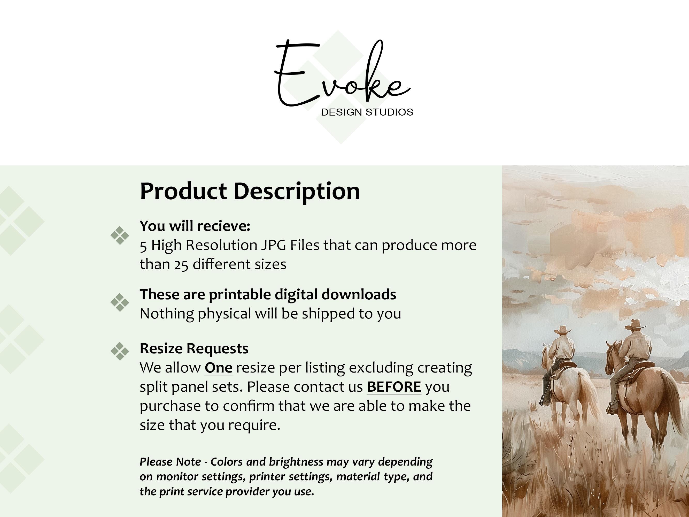 Printable Western Cowboy Wall Art | Rustic Horseback Landscape | Rural ...