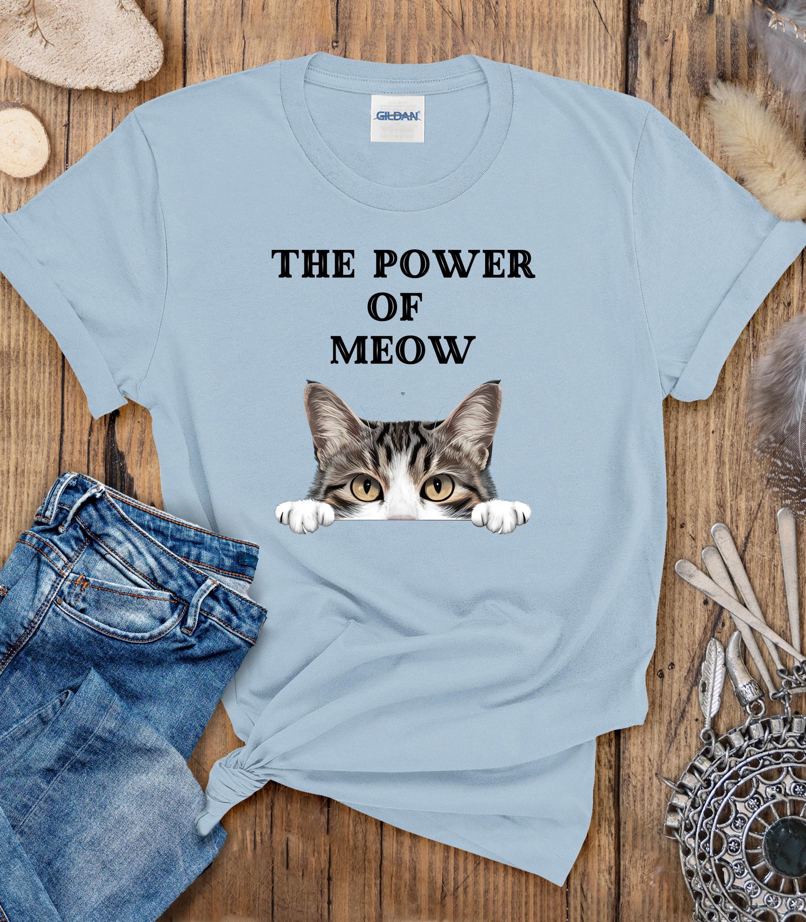 The Power of Meow Tshirt-funny Cat Tshirt,cat Lover Tee,adult Funny Cat ...