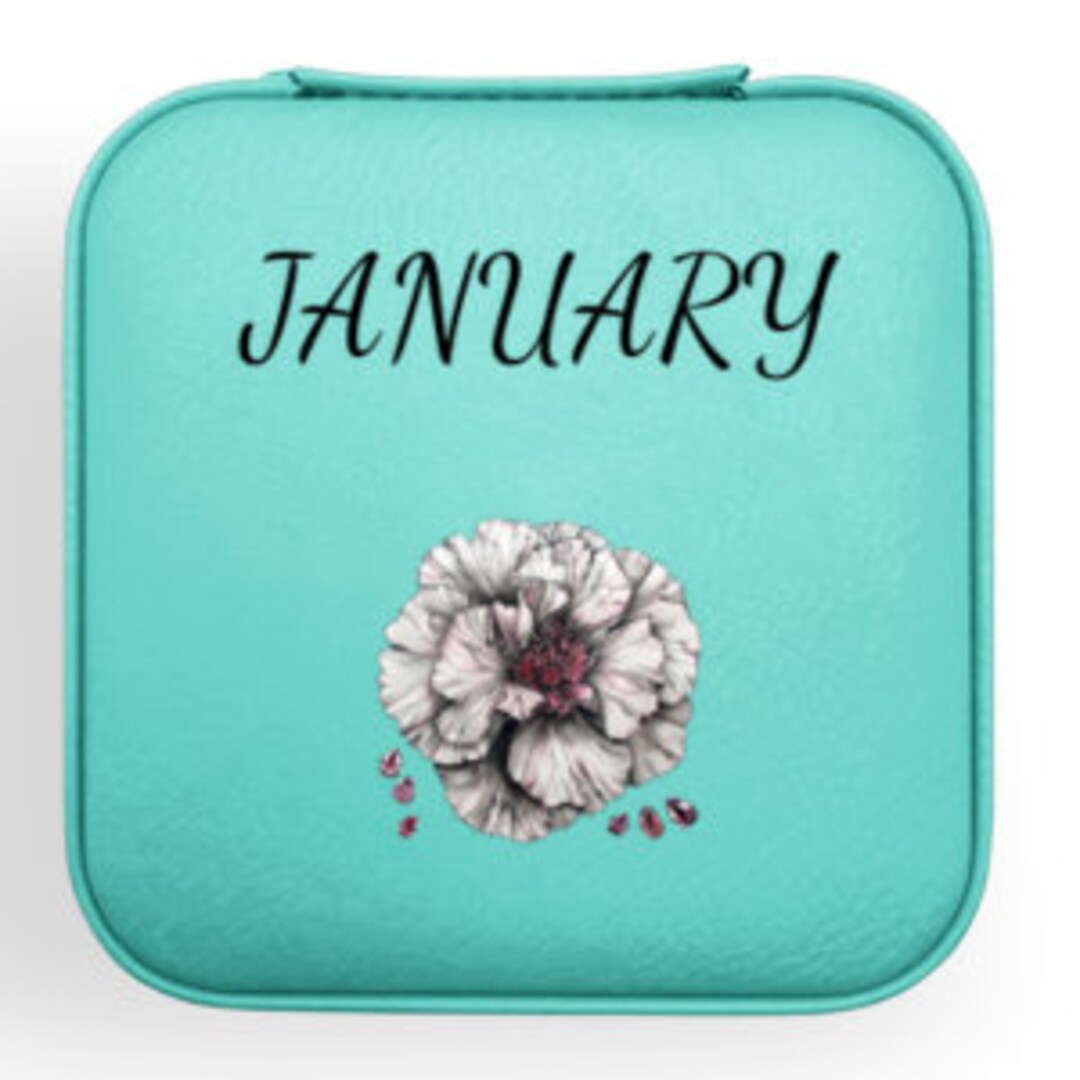 Customized Birth Month Flower & Birthstone Jewelry Case, Mother's Day ...