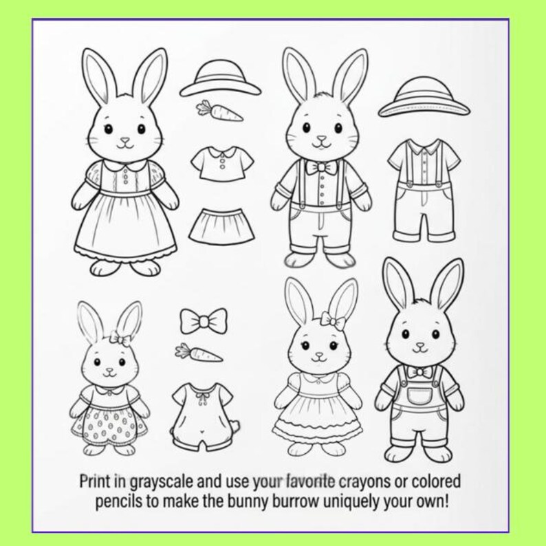 Printable Easter Bunny Family Paper Dolls & Doll House Dress-up Clothes ...