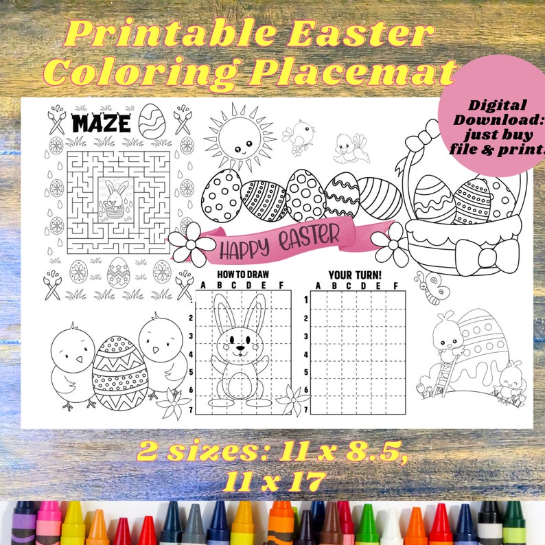 Printable Easter Activity Placemat / Digital Download Printable Easter ...