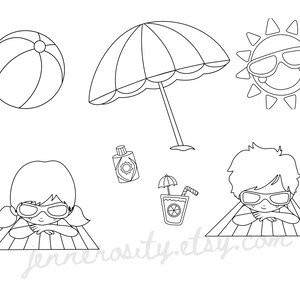 Printable Pool Party Coloring Craft, Digital Download, Kids' Activity ...