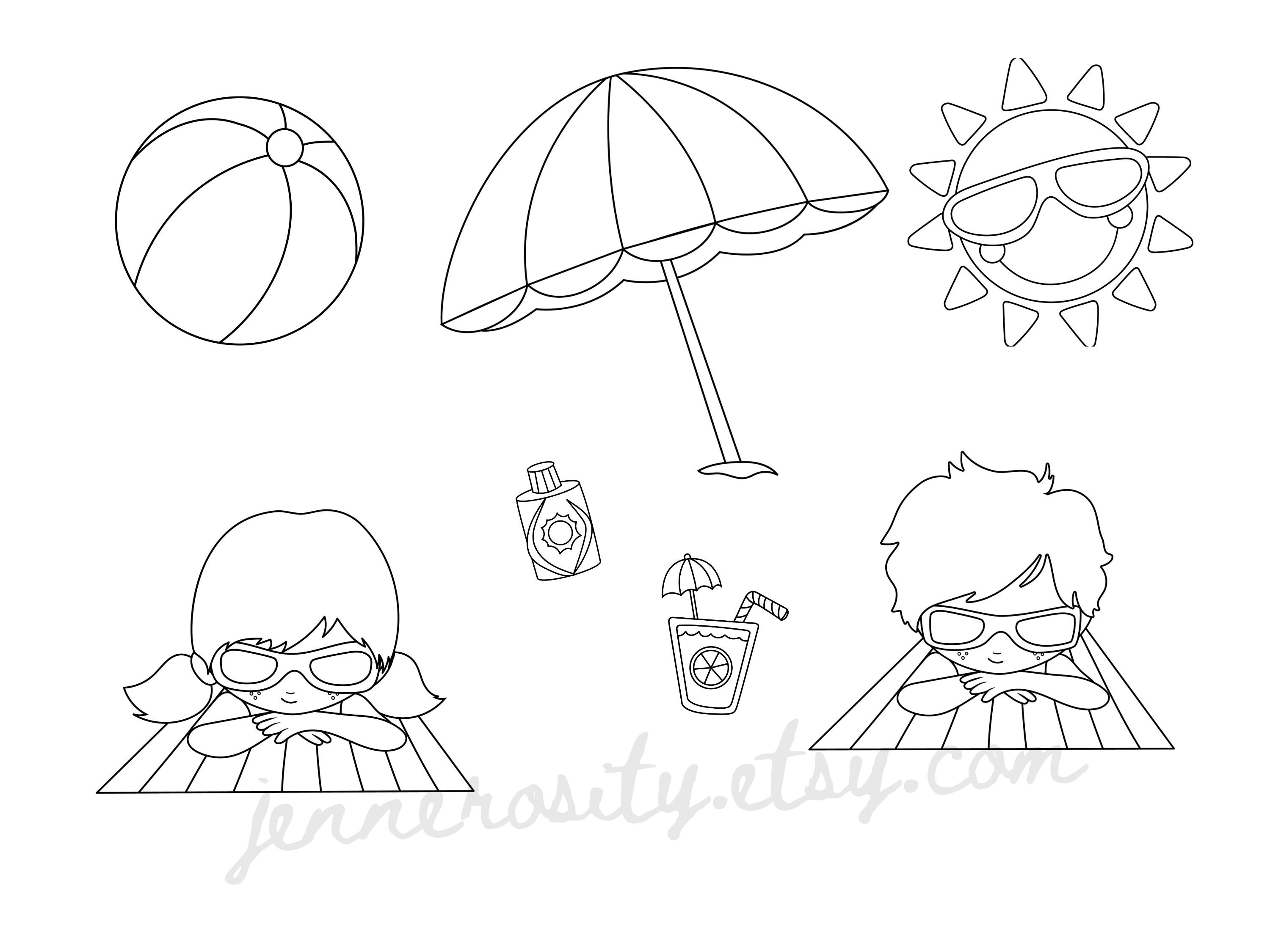 Printable Pool Party Coloring Craft, Digital Download, Kids' Activity ...