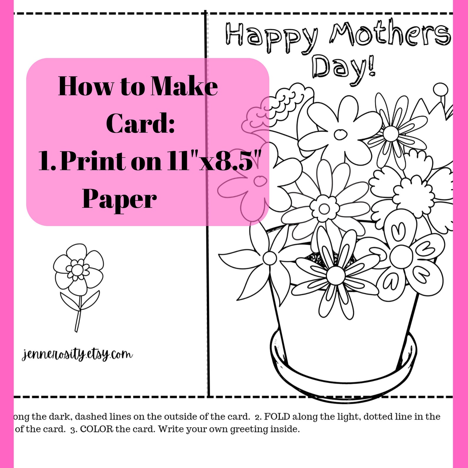 6 Printable Coloring Mothers Day Cards, Card to Mom From Kids, Mothers ...