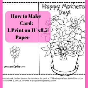 6 Printable Coloring Mothers Day Cards, Card to Mom From Kids, Mothers ...