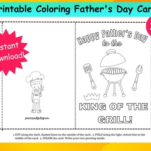 Printable Coloring Father's Day Card, Instant Download, King of the ...