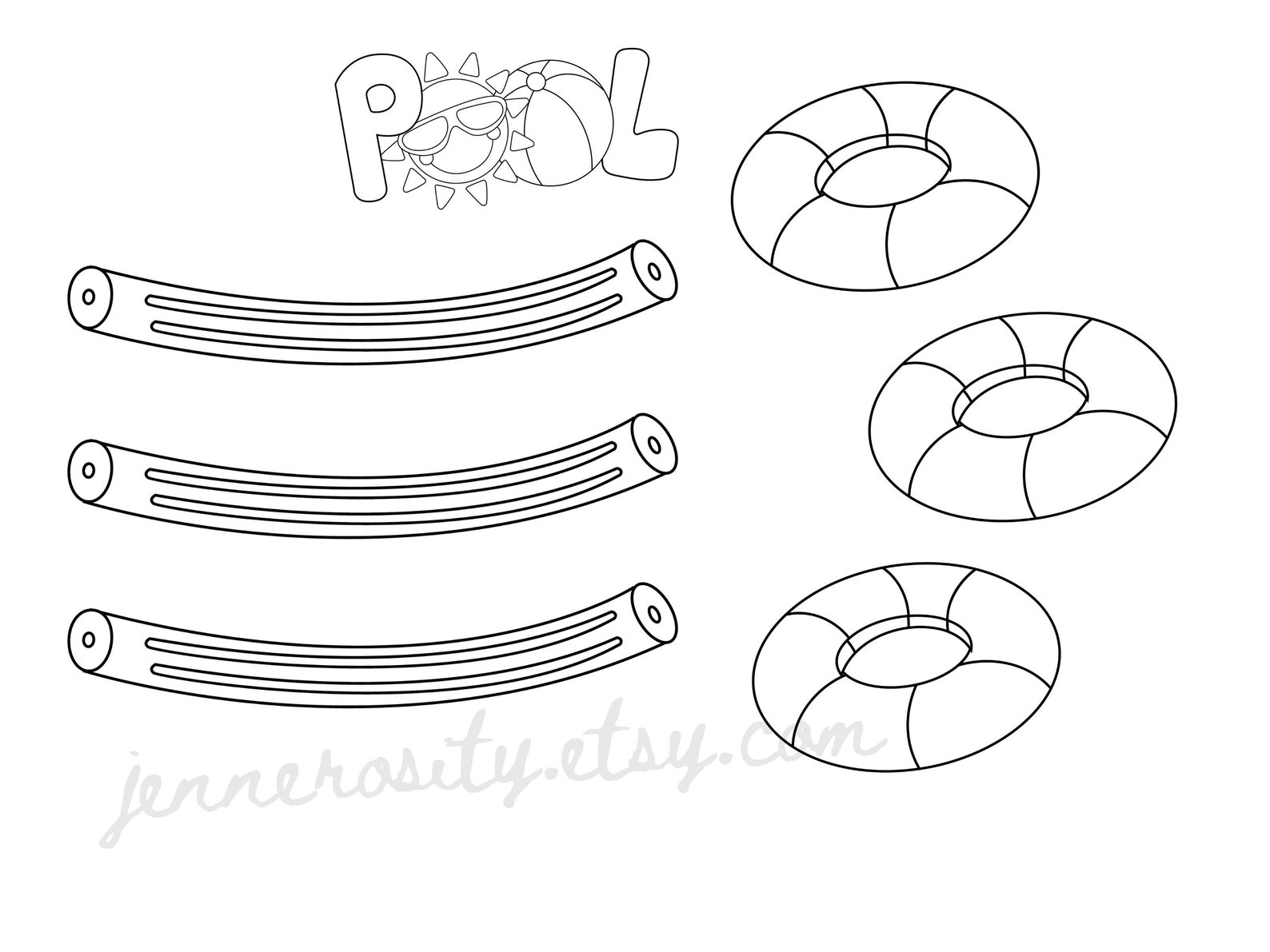 Printable Pool Party Coloring Craft, Digital Download, Kids' Activity ...