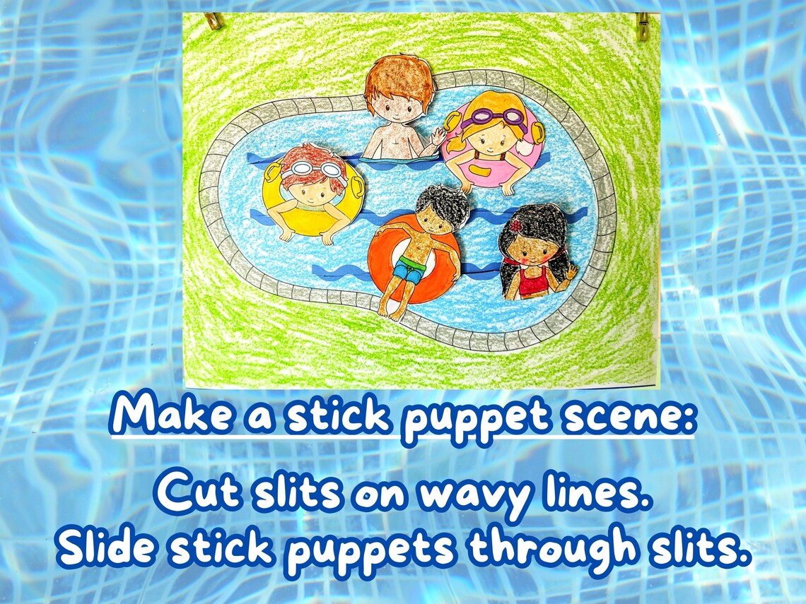 Printable Pool Party Coloring Craft, Digital Download, Kids' Activity ...