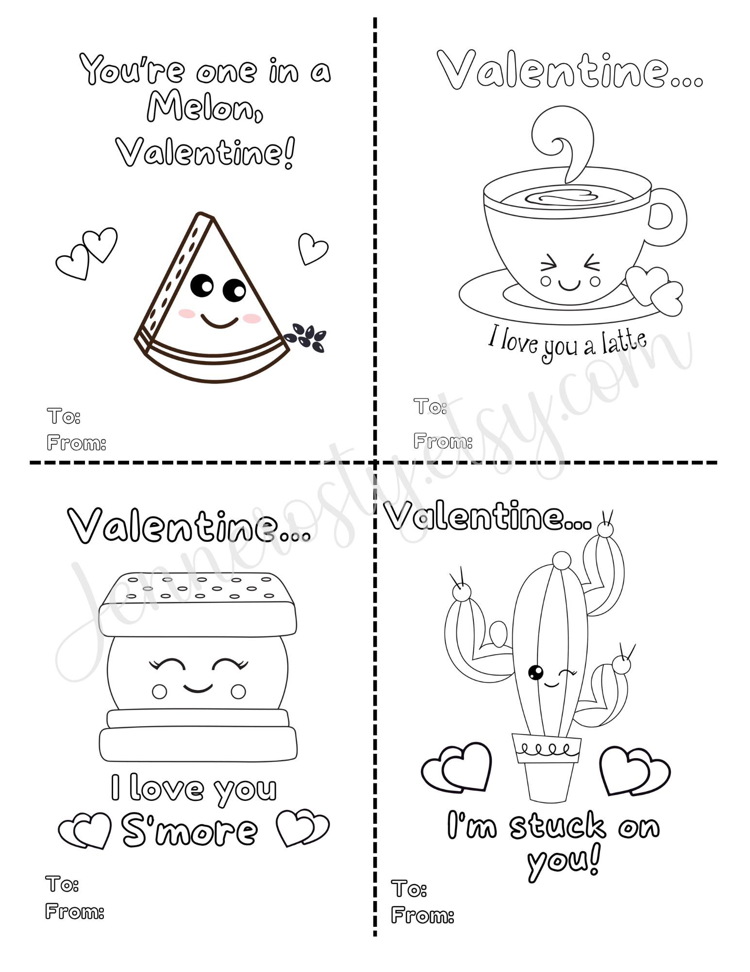 Printable Valentine's Day Coloring Cards for Kids | School Exchange ...