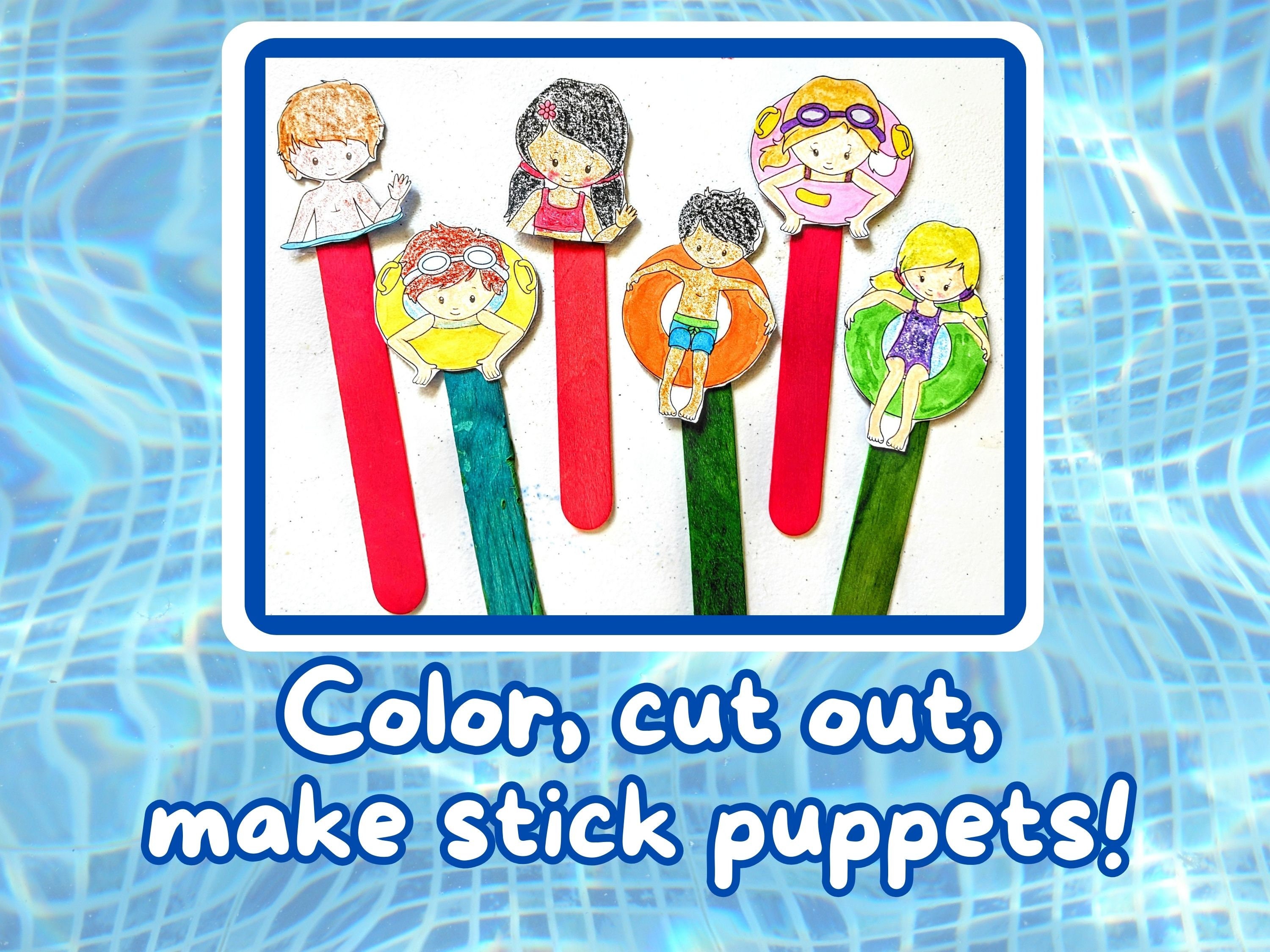 Printable Pool Party Coloring Craft, Digital Download, Kids' Activity ...