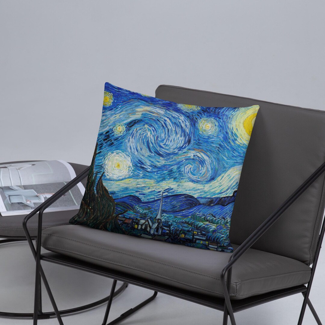 Starry Night Pillow - Van Gogh Inspired Art Lover Gift - Famous ...