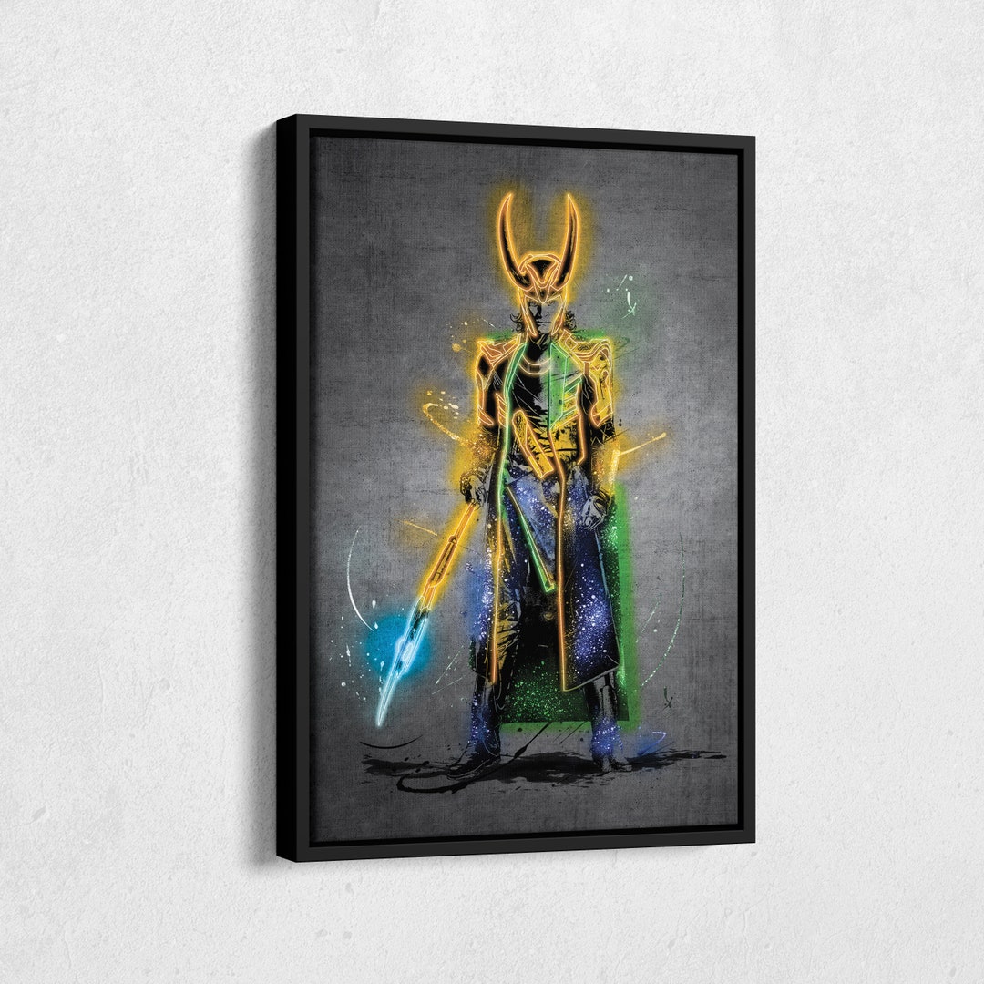 Loki Poster Neon Splash Marvel Comics Framed Canvas Wall Art Print Home ...