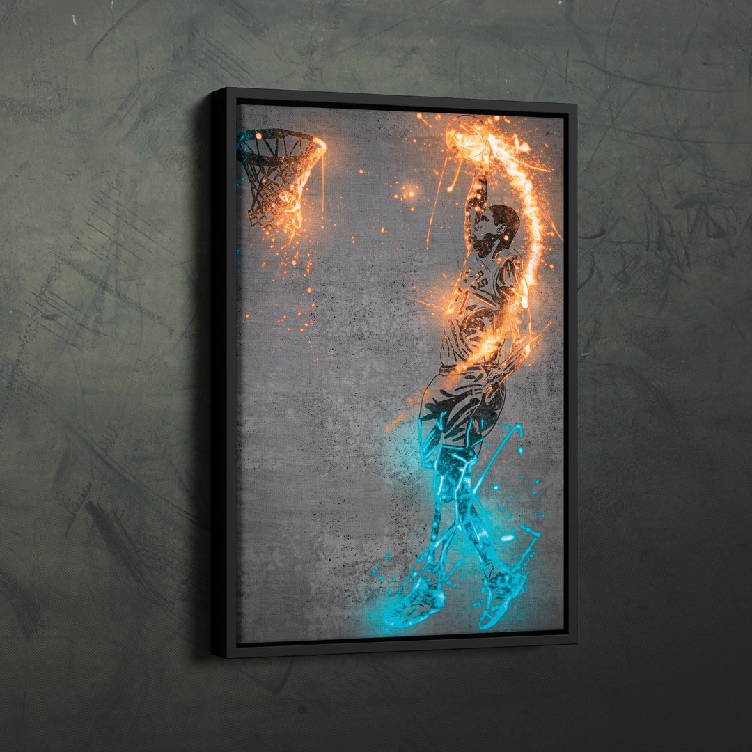 Tim Duncan Poster Neon Splash Dunk San Antonio Spurs NBA Framed Canvas ...
