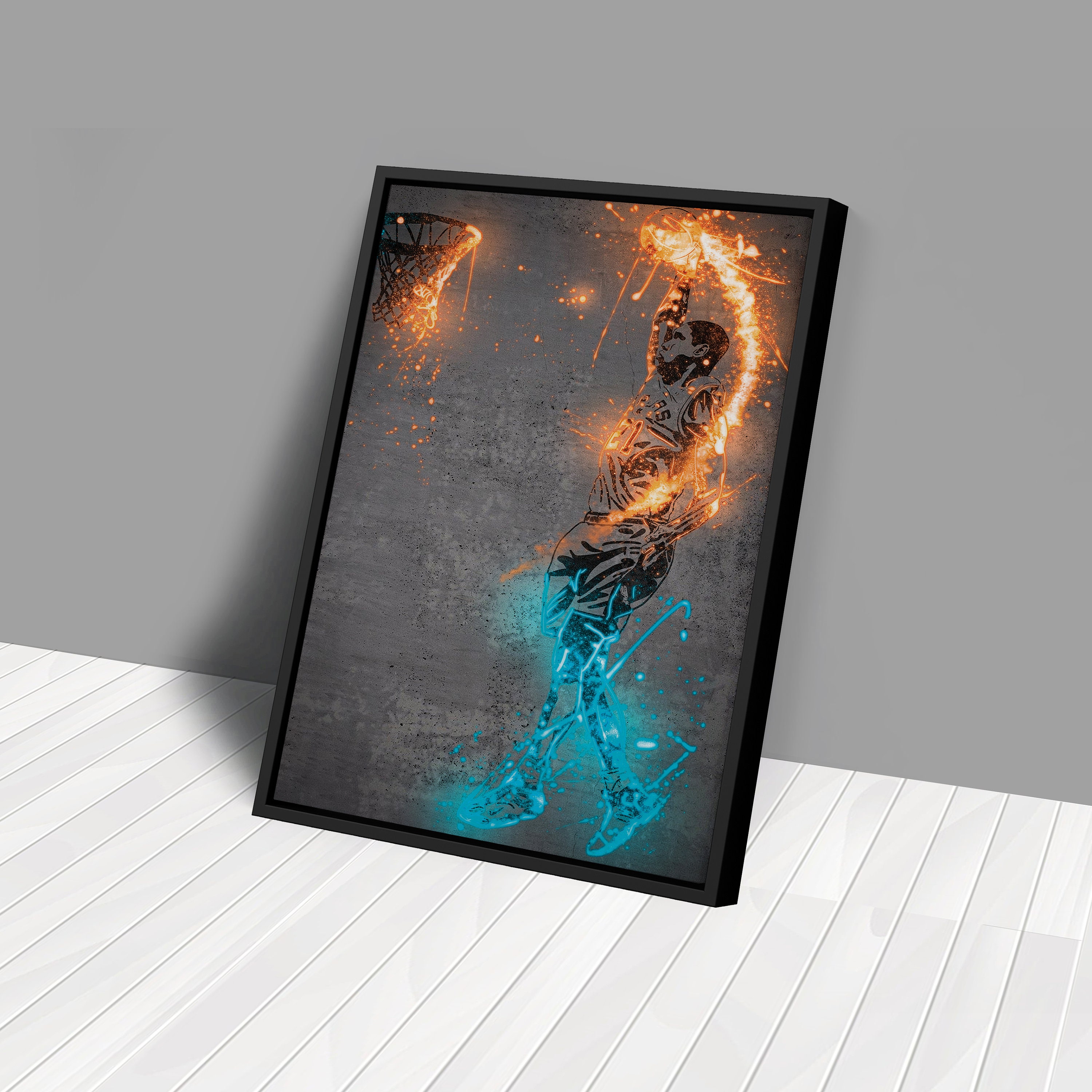 Tim Duncan Poster Neon Splash Dunk San Antonio Spurs NBA Framed Canvas ...