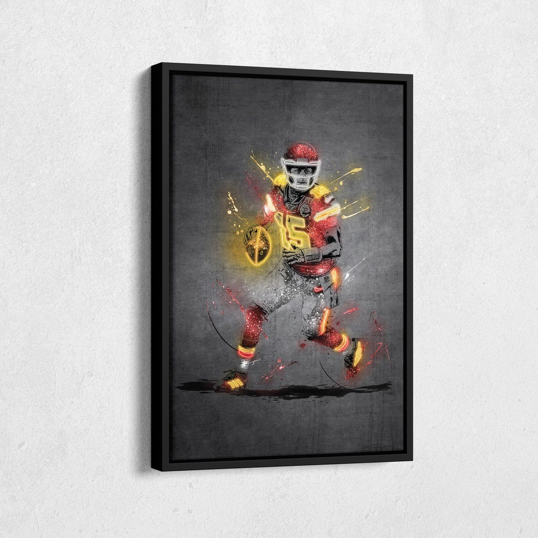 Patrick Mahomes Neon Splash Poster Kansas City Chiefs 15 NFL Framed ...