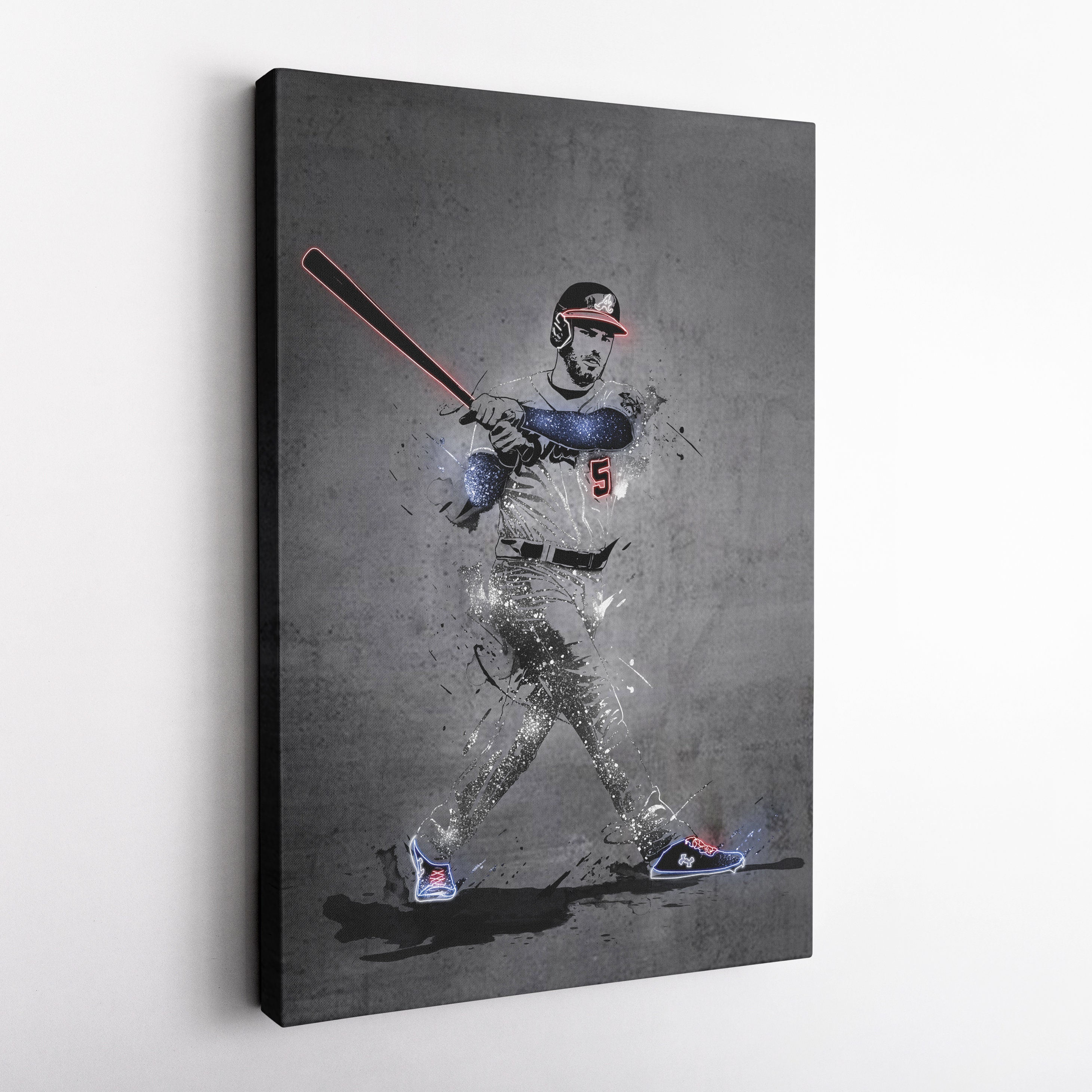 Freddie Freeman Poster Neon Splash Atlanta Braves MLB Framed Canvas ...