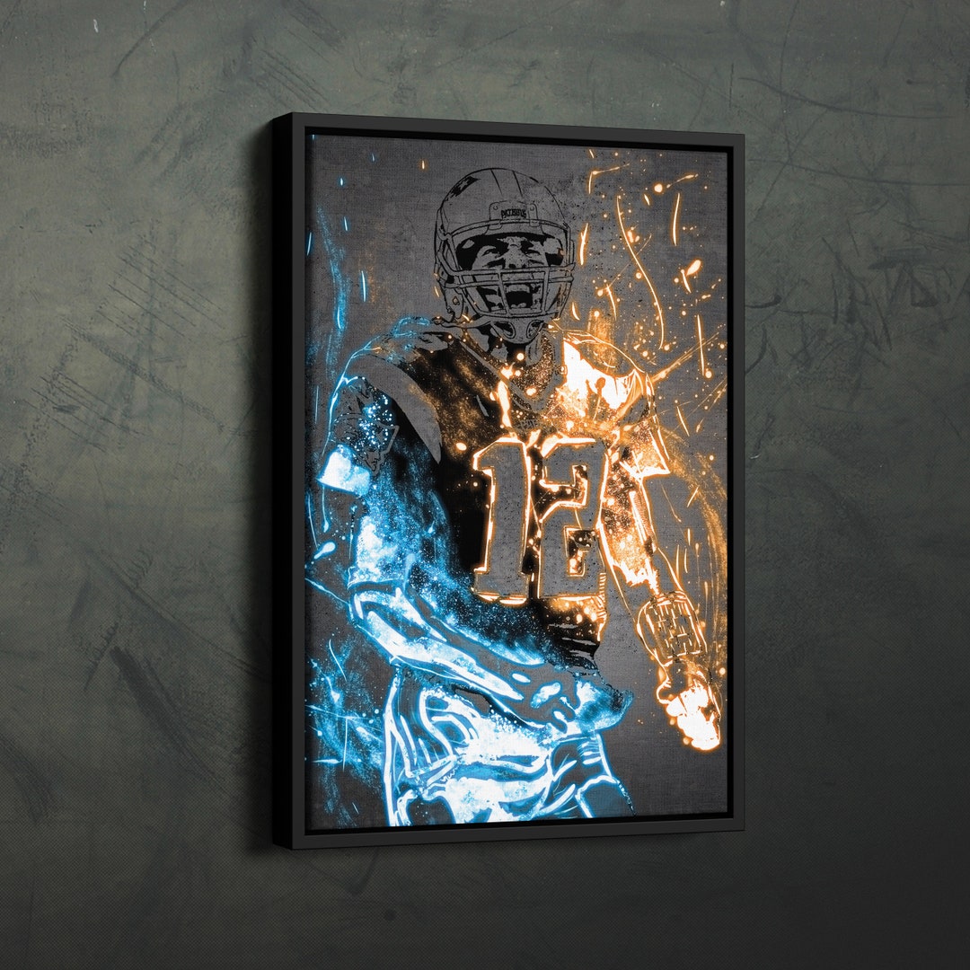 Tom Brady Poster Neon Splash New England Patriots NFL Framed Canvas ...