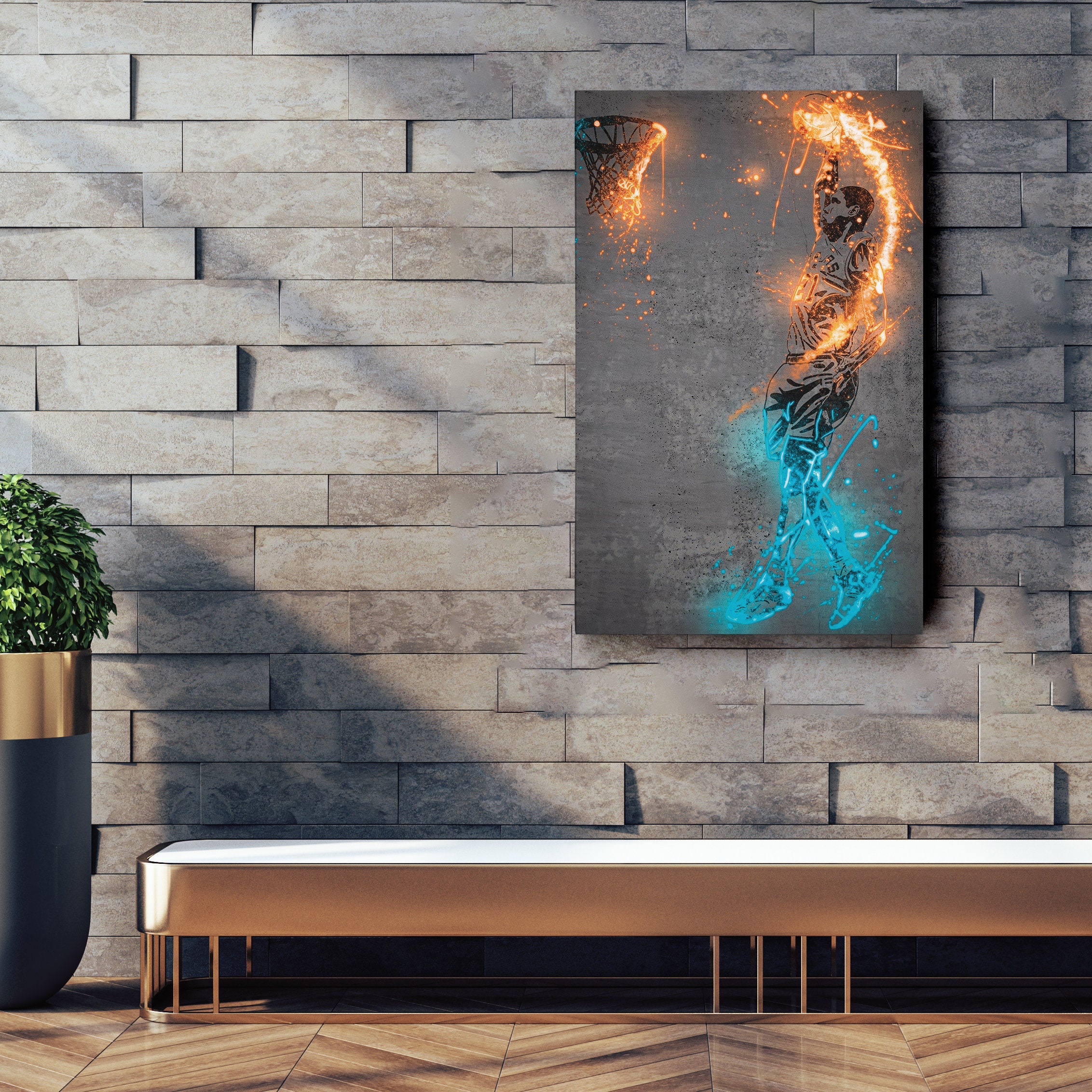 Tim Duncan Poster Neon Splash Dunk San Antonio Spurs NBA Framed Canvas ...