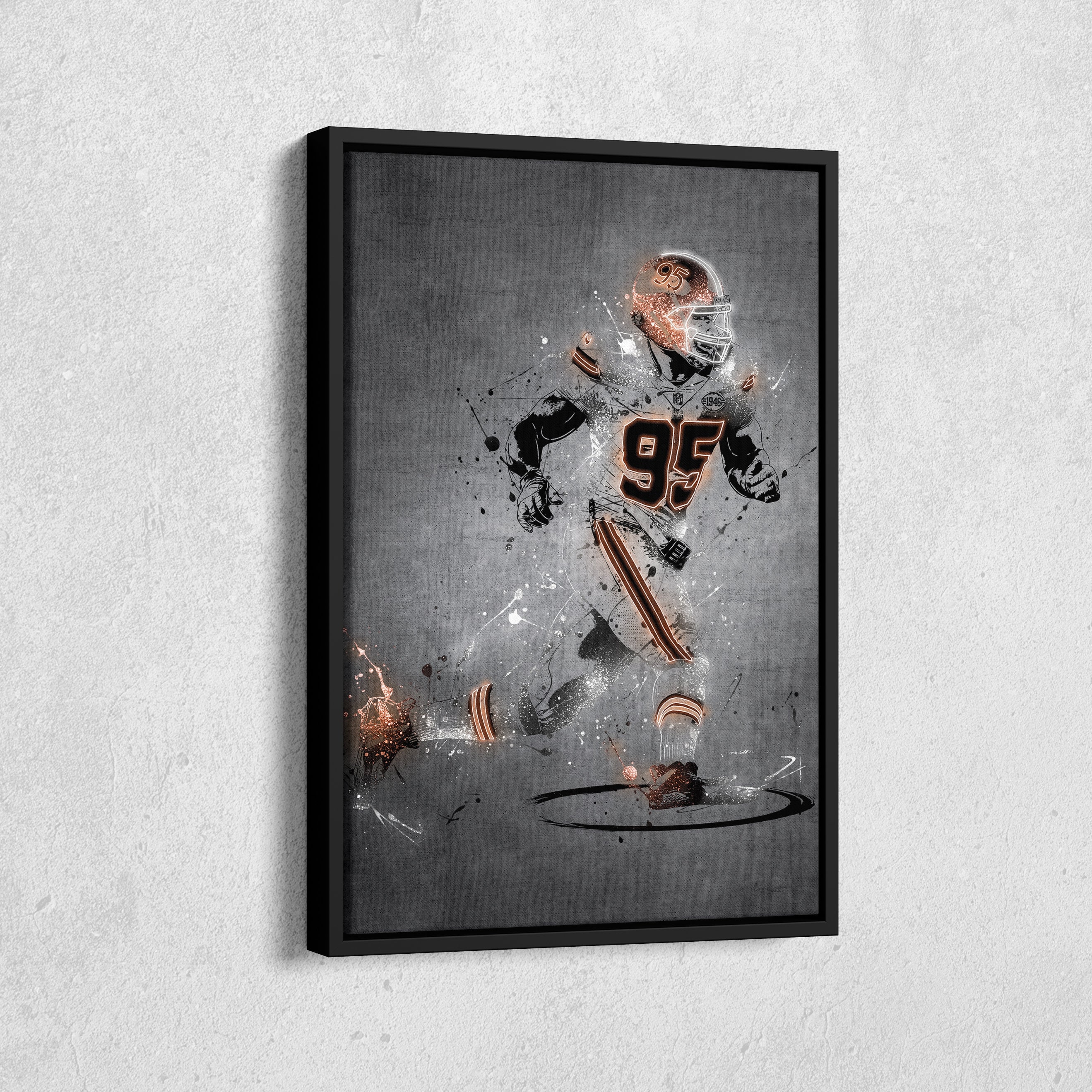 Myles Garrett Poster Neon Splash Cleveland Browns NFL Framed Poster ...