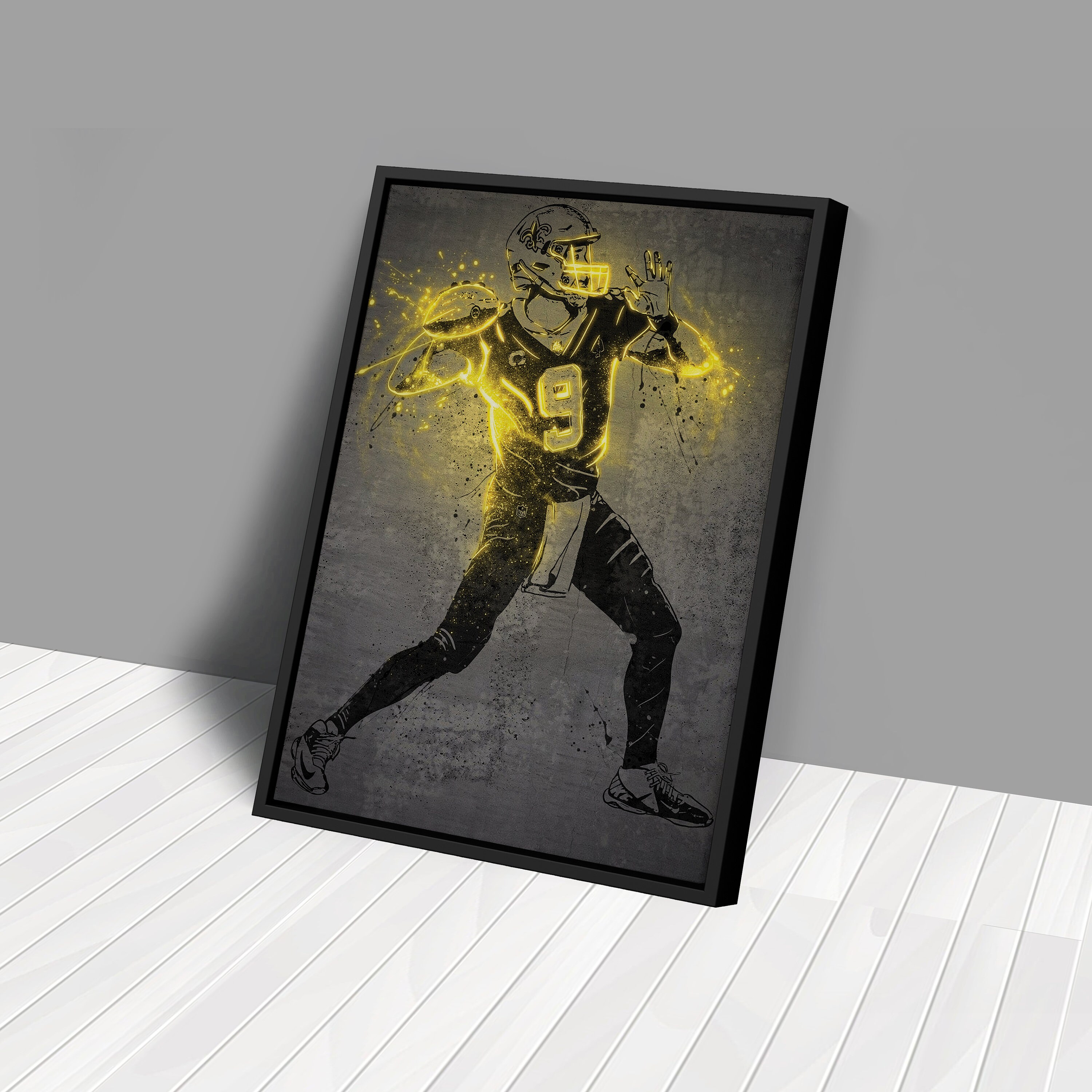 Drew Brees Poster Neon Splash New Orleans Saints NFL Framed Canvas Wall ...